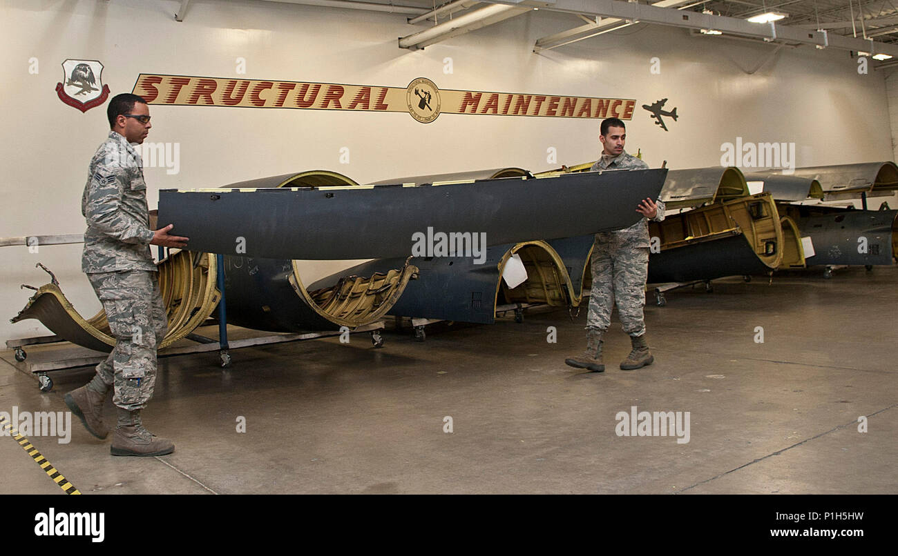 (From left) Senior Airmen Mikal Joyce and Jan Nazario, 5th Maintenance Squadron aircraft ...