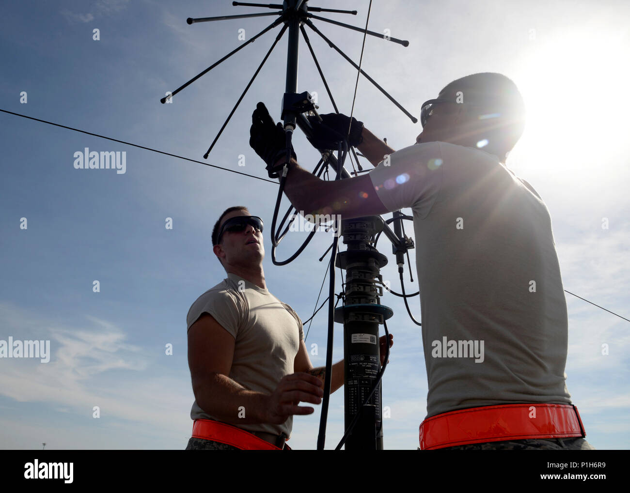 U.S. Air Force Senior Airmen Andrew Medeiros and Geovanni Lee, both ...