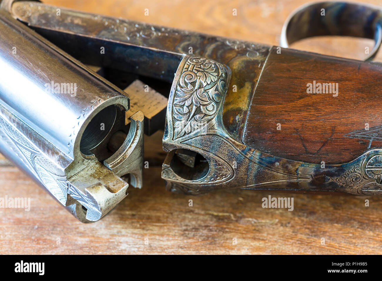 Beautiful hunting gun close up Stock Photo - Alamy
