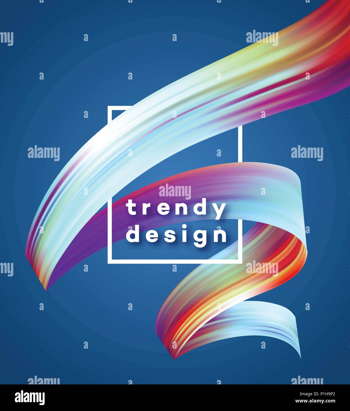 Modern colorful flow poster. Wave Liquid shape in blue color background ...