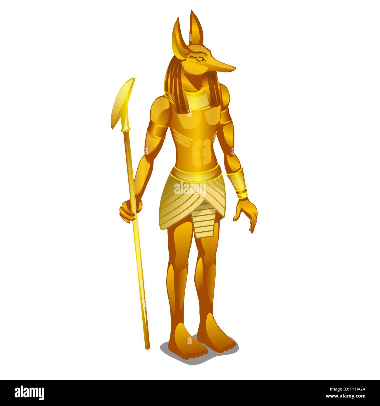 Golden statue ancient Egypt isolated on white background. Vector ...