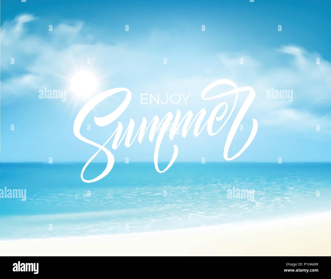 Vector illustration sunny beach Stock Vector Images - Alamy
