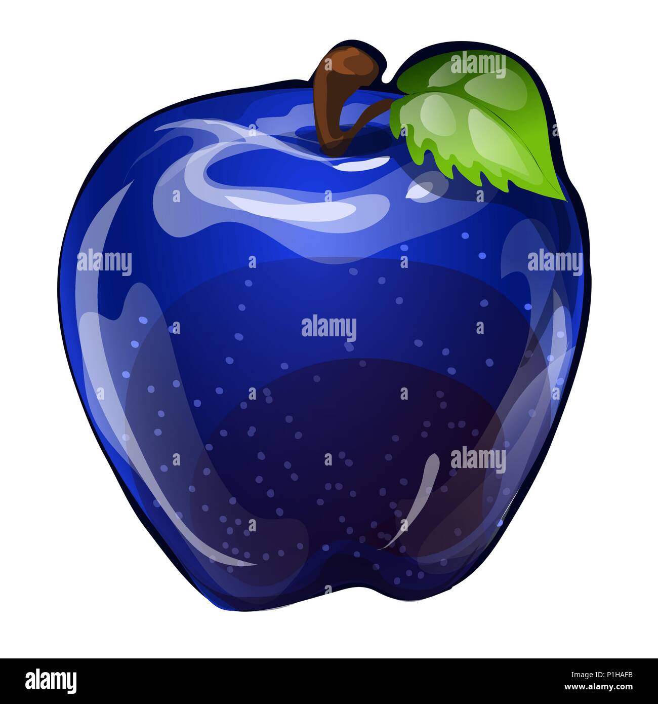 Juicy blue apple isolated on white background. Vector cartoon close-up ...