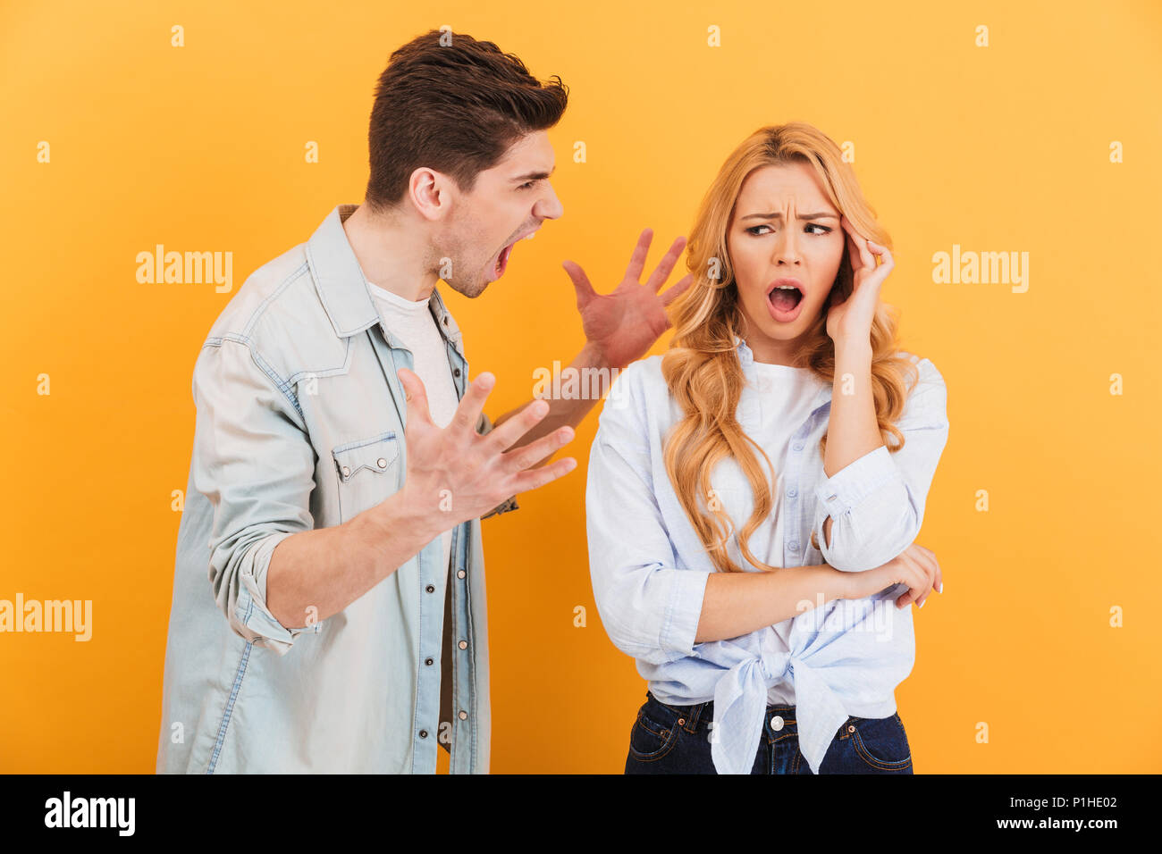 Woman confused unhappy boyfriend hi-res stock photography and images ...