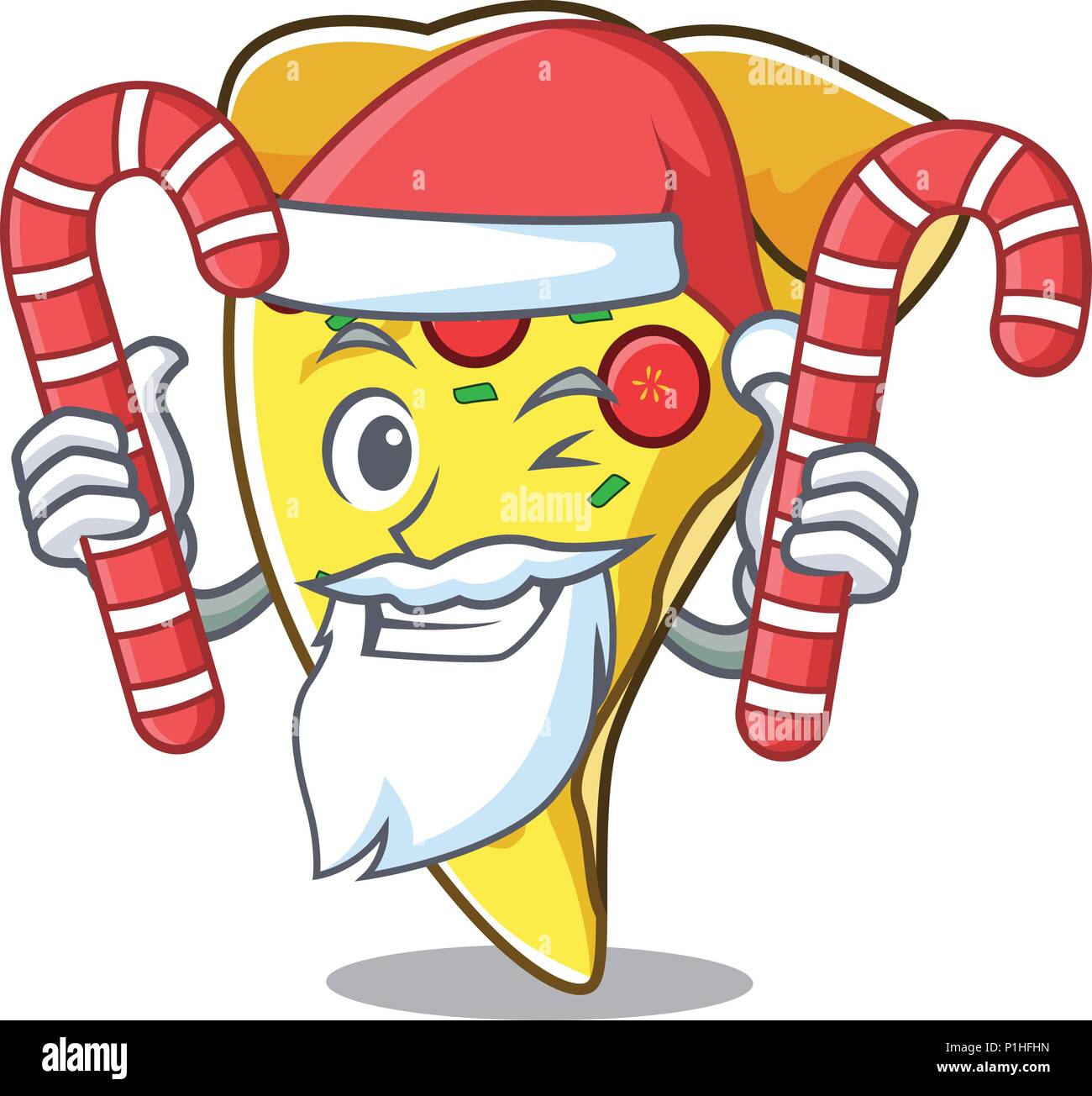Santa with candy pizza slice mascot cartoon Stock Vector Image & Art ...