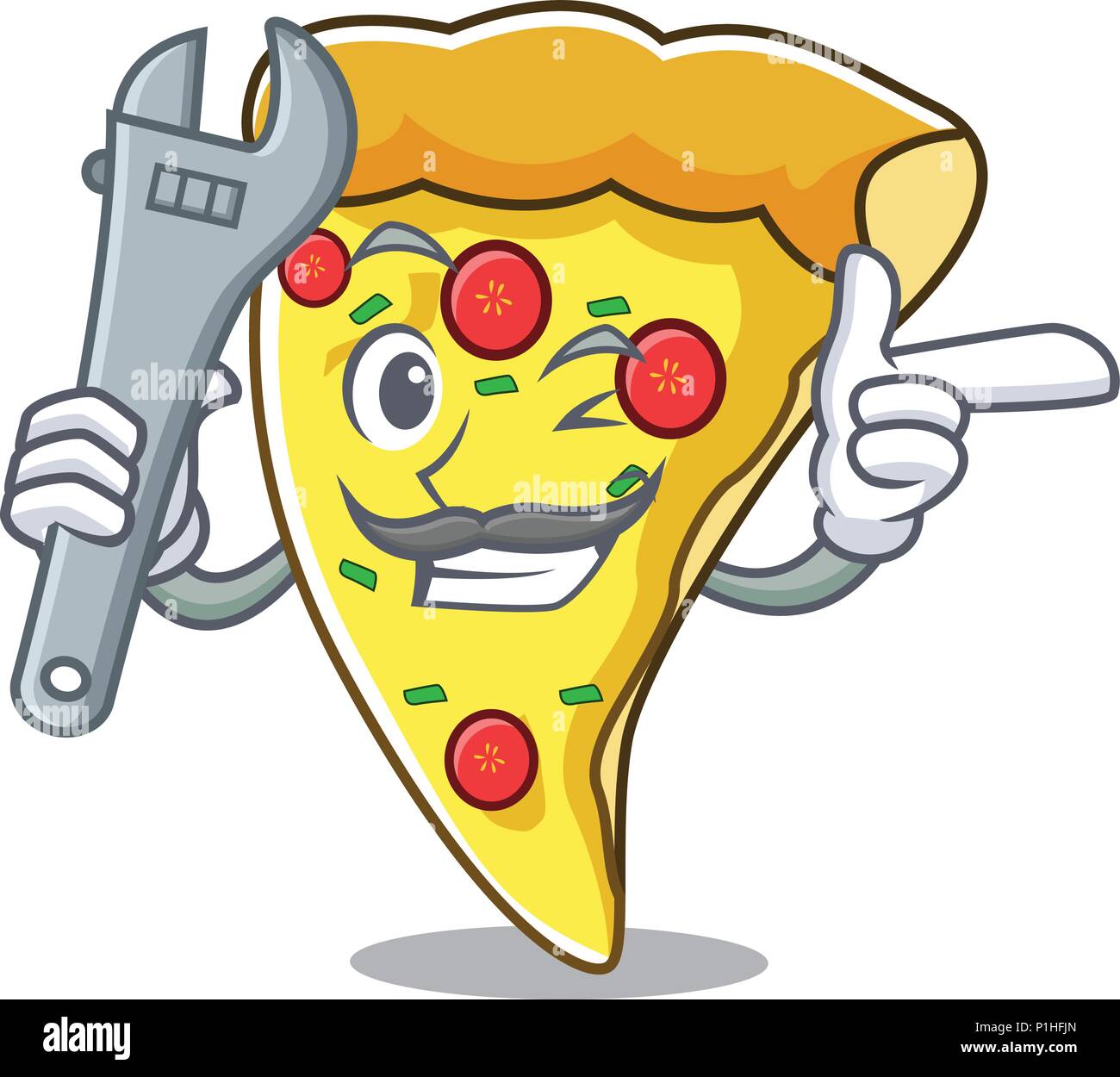 Mechanic pizza slice mascot cartoon Stock Vector Image & Art - Alamy