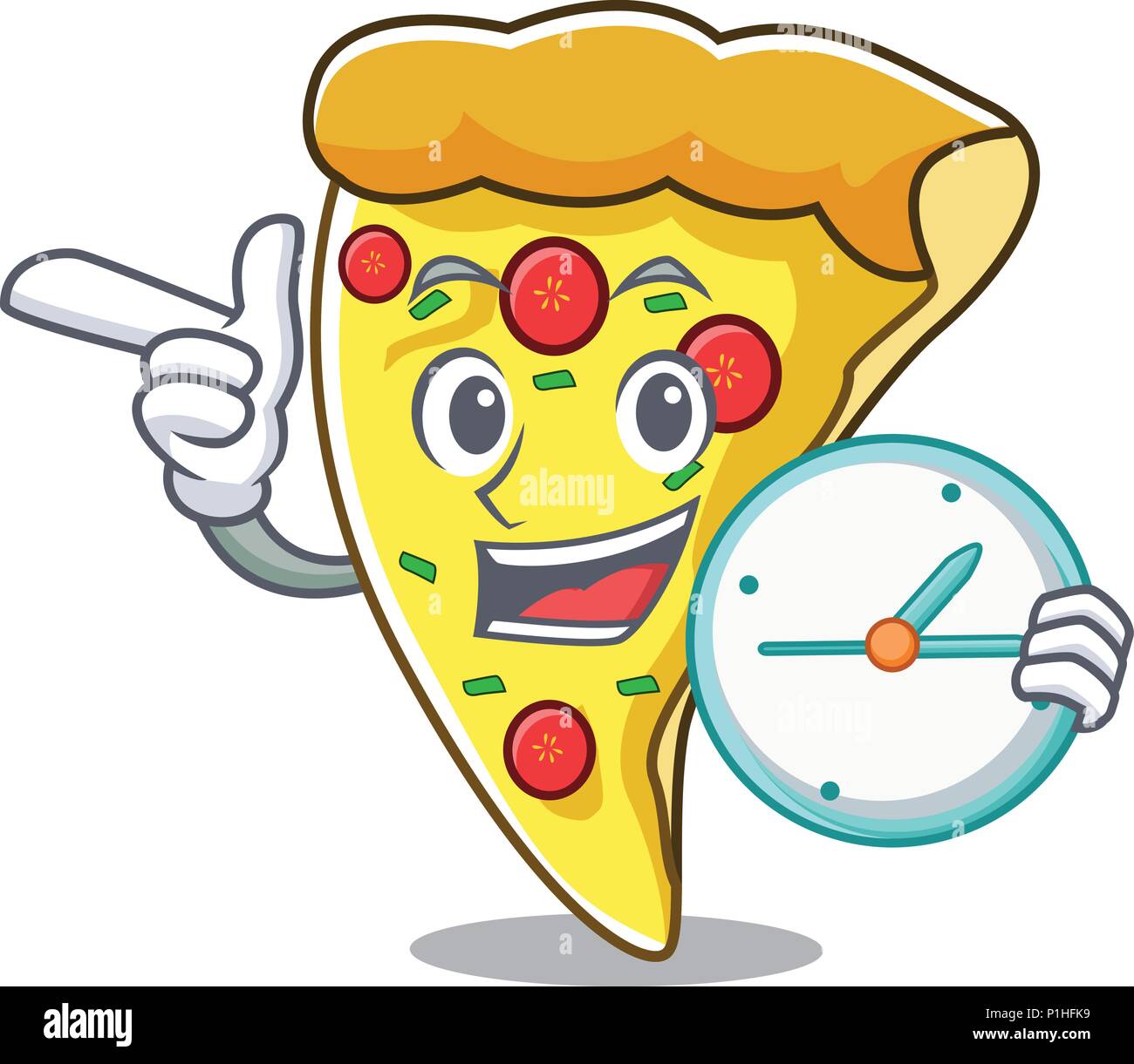 With clock pizza slice character cartoon Stock Vector Image & Art - Alamy
