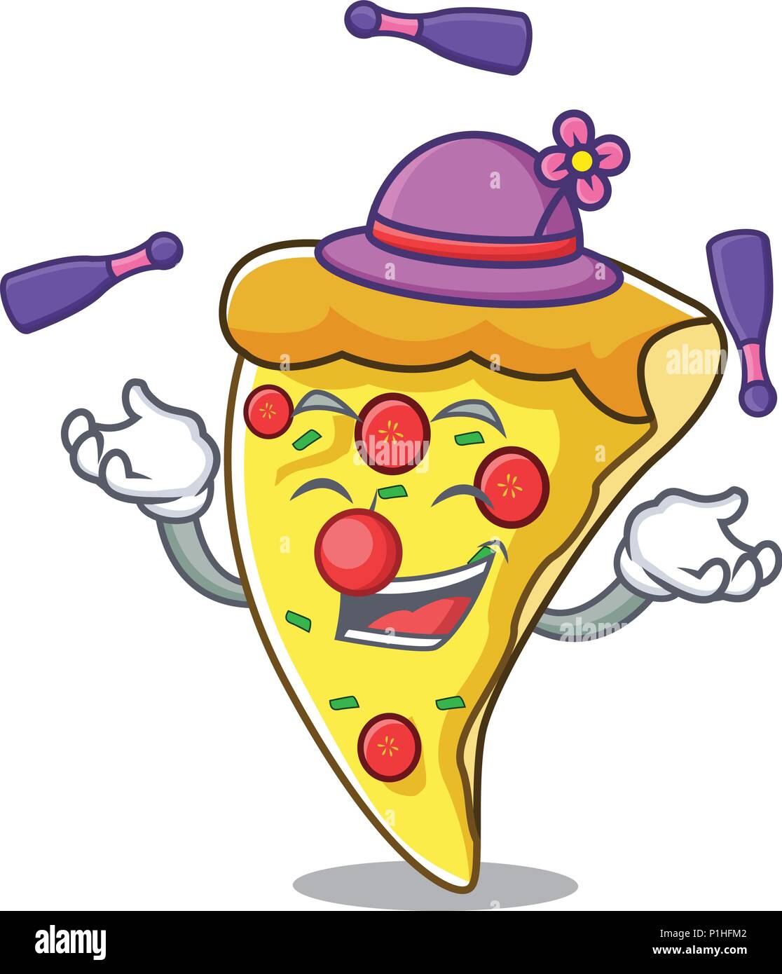 Juggling pizza slice mascot cartoon Stock Vector Image & Art - Alamy