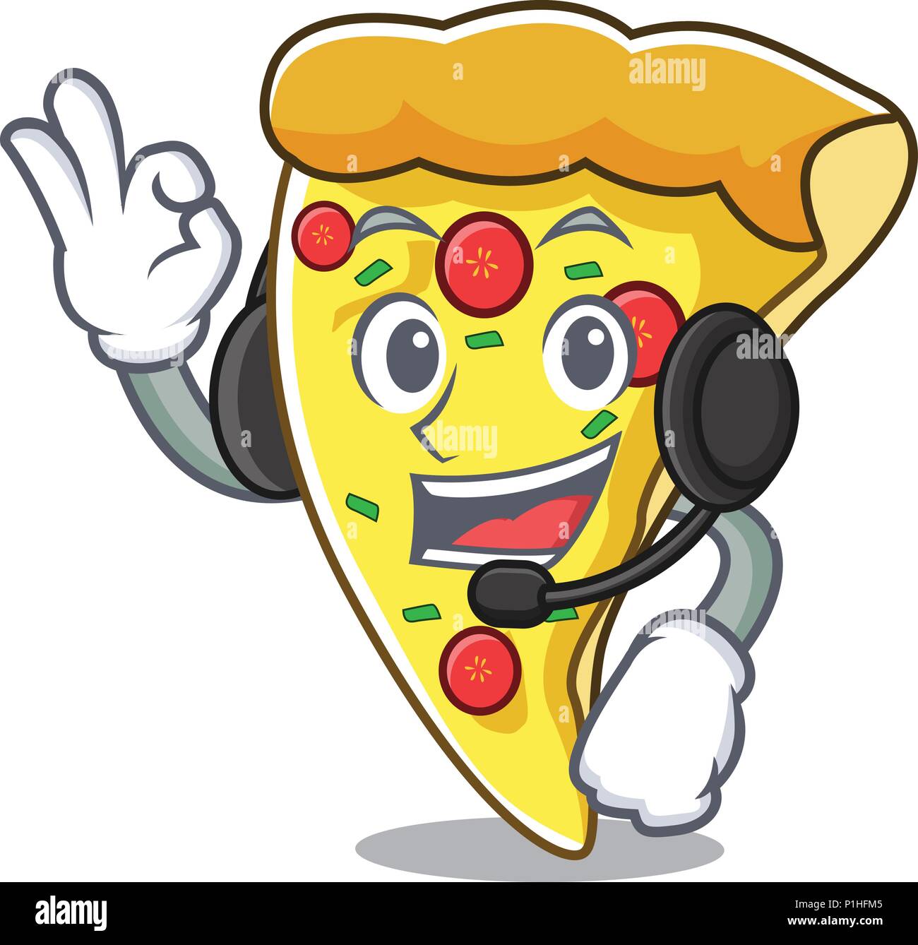 With headphone pizza slice mascot cartoon Stock Vector Image & Art - Alamy