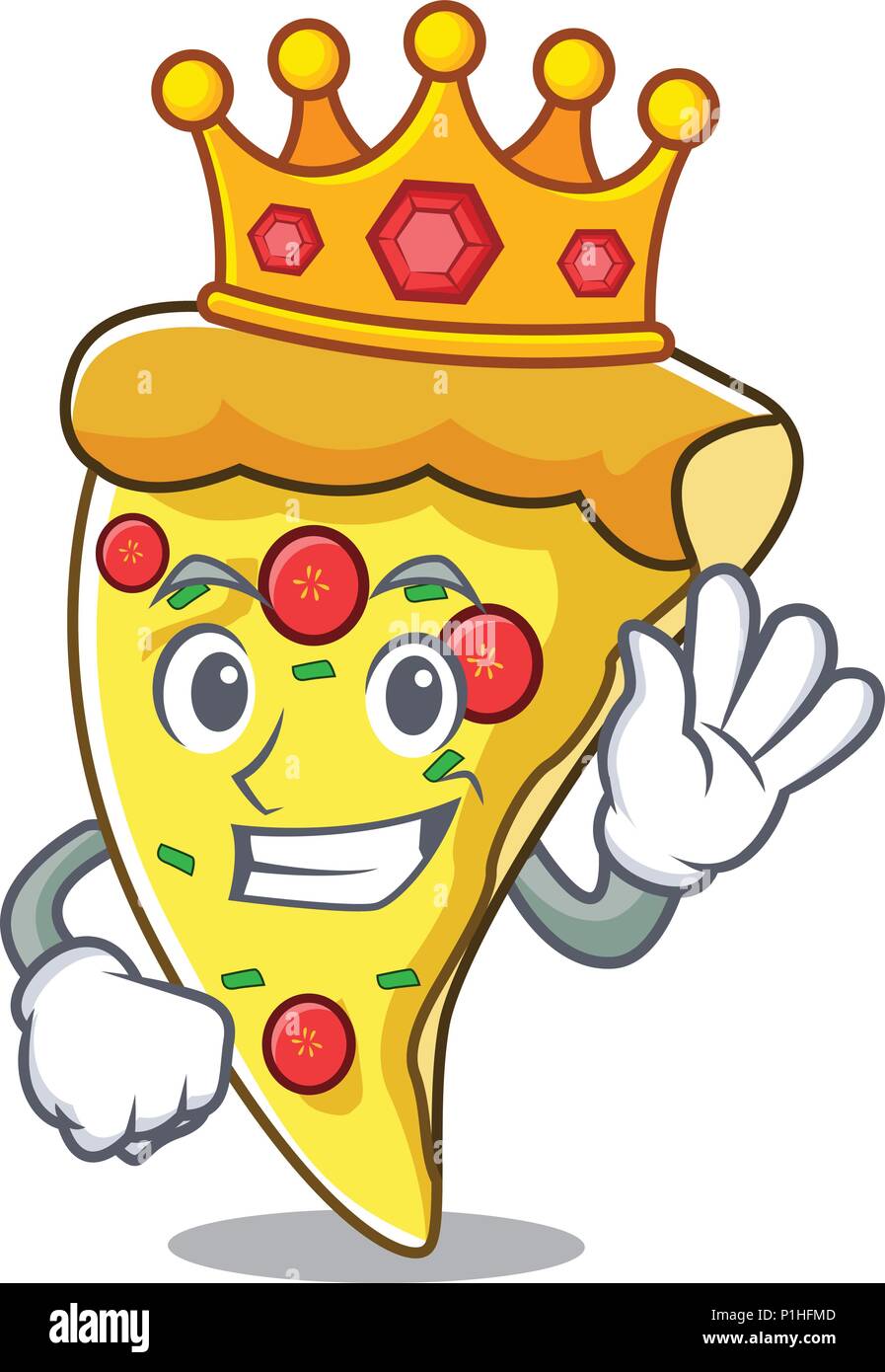 King pizza slice mascot cartoon Stock Vector Image & Art - Alamy