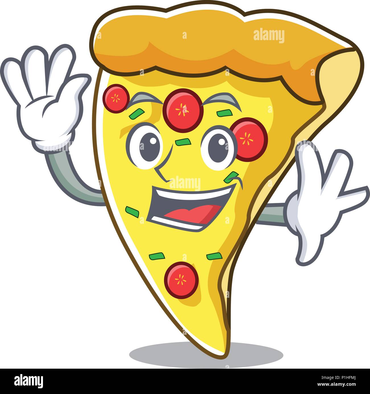 Waving pizza slice character cartoon Stock Vector Image & Art - Alamy