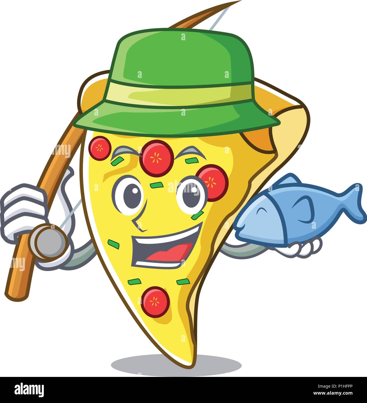 Fishing pizza slice mascot cartoon Stock Vector Image & Art - Alamy