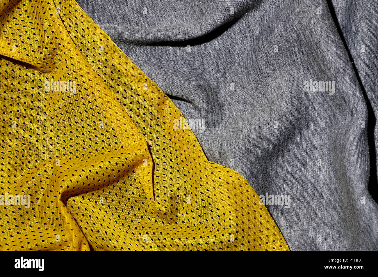 Top view of cloth textile surface. Close-up rumpled heater and knitted ...