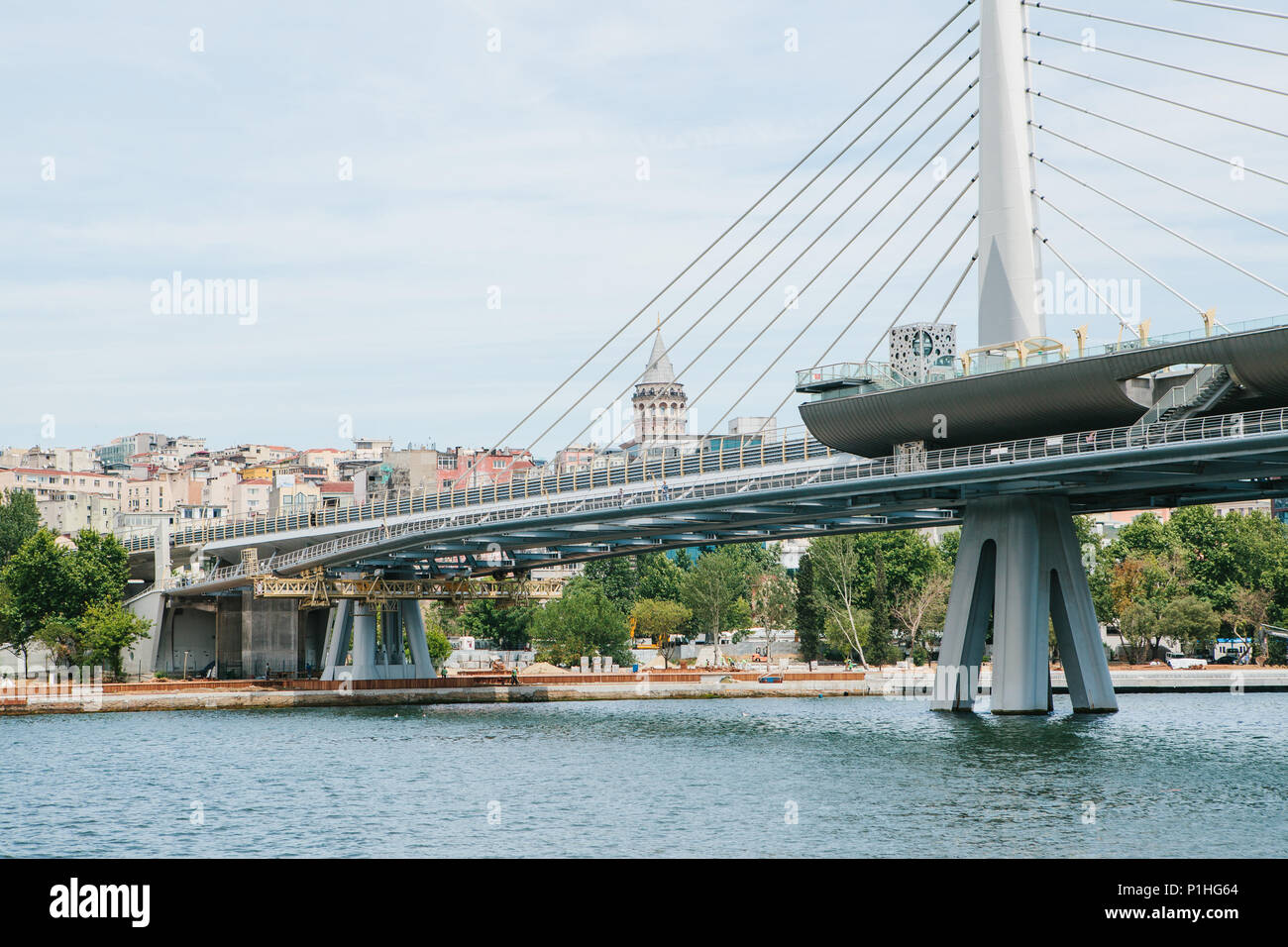 Part of the bridge in Istanbul connecting the Asian part with the ...
