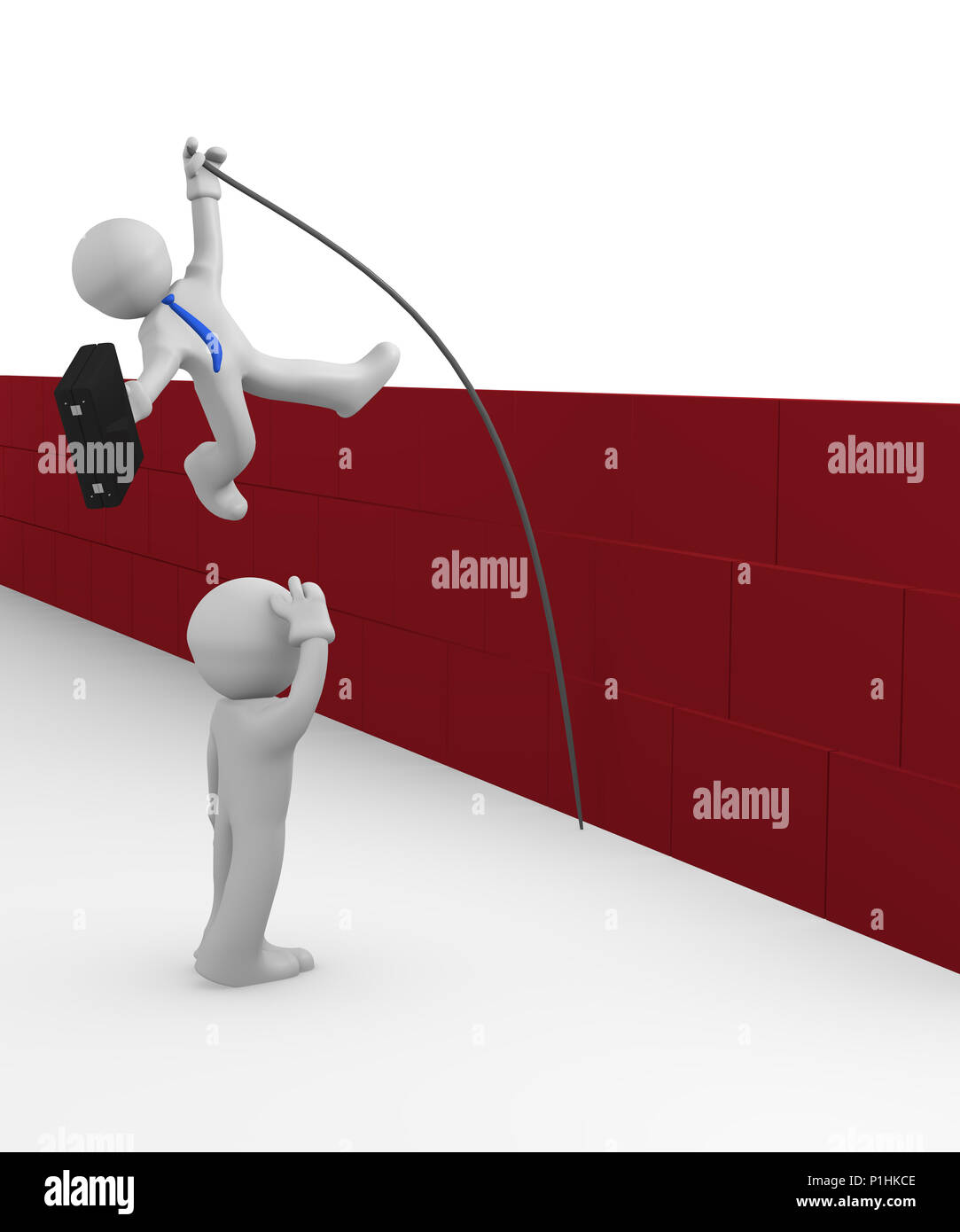 3d man jumping over the obstacle, conceptual success or challenge image ...