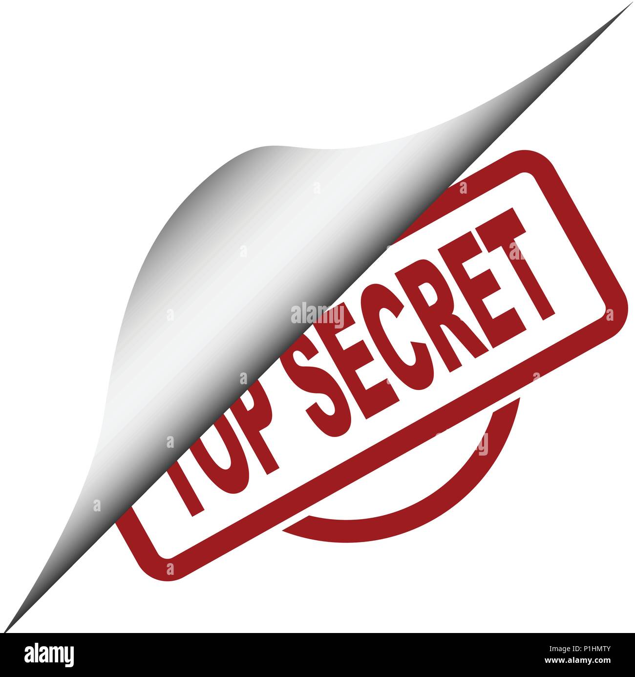 A top secret page curl label as copy space over a white background ...