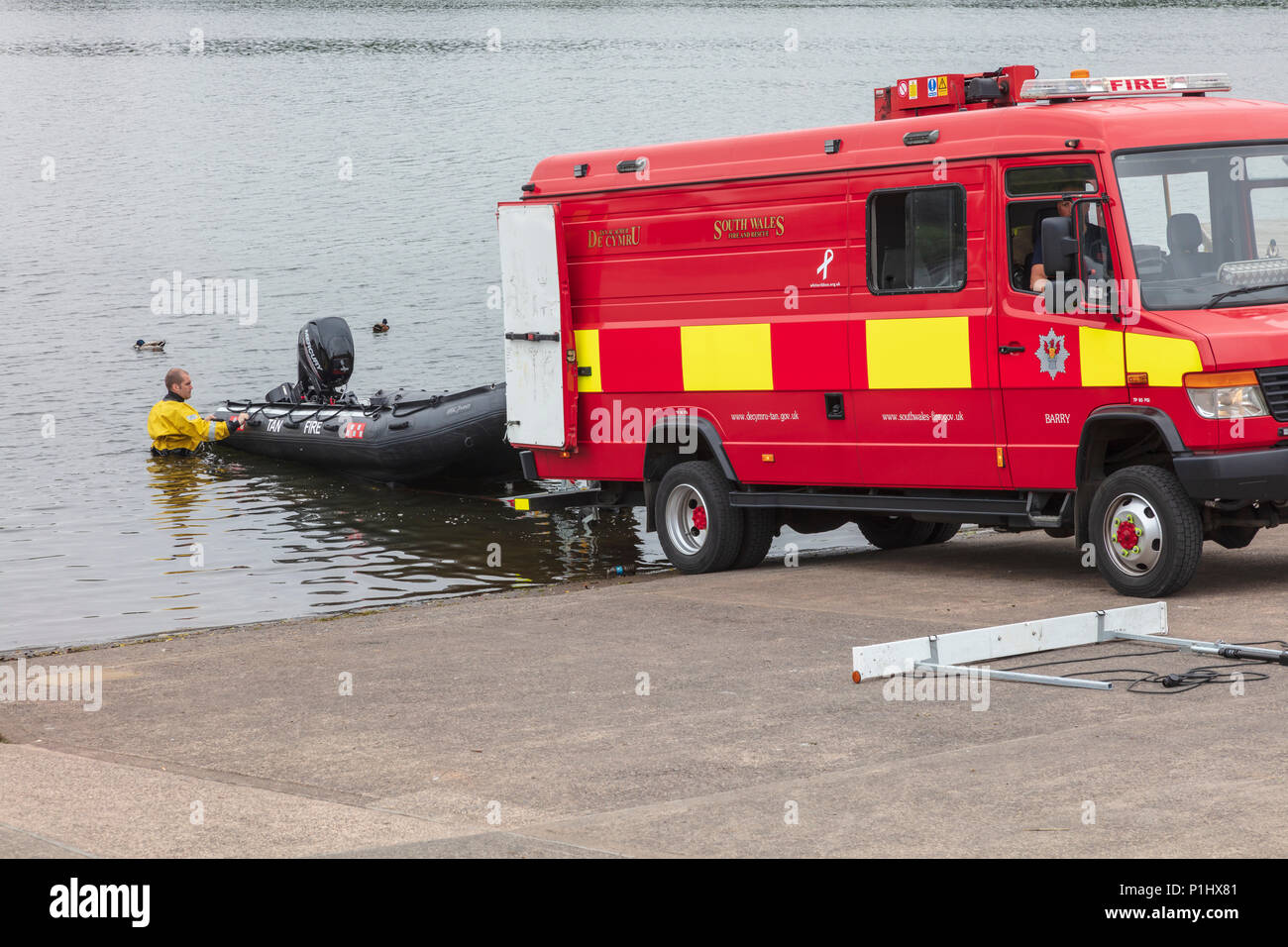 A sequence of shots showing Firefighters from Barry station of the ...