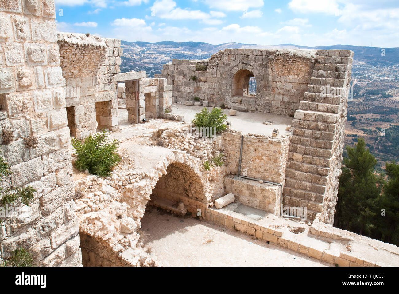 Inside of Ajloun fortress. Arab and crusaders fort. Jordan Stock Photo ...