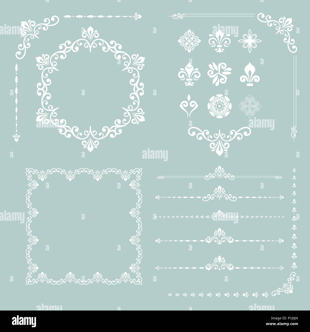 Vintage Set of Horizontal, Square and Round Elements Stock Photo - Alamy