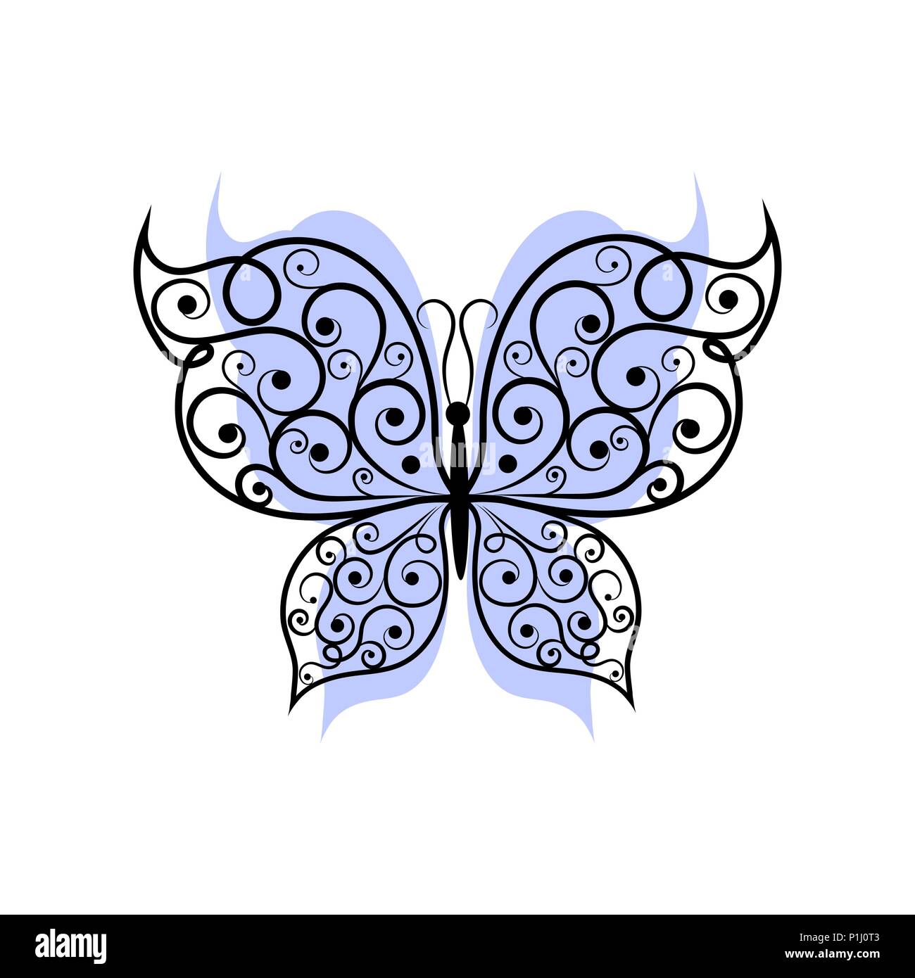 Beautiful butterfly with swirl pattern Stock Vector Image & Art - Alamy