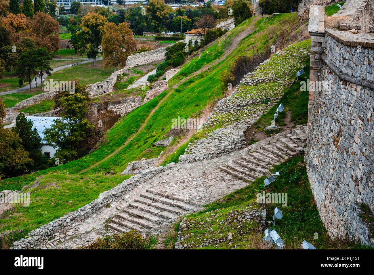 Kalemegdan fortress - architecture travel background. Belgrade Fortress ...