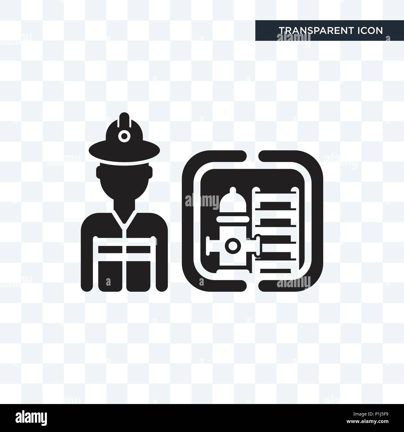 Firefighter vector icon isolated on transparent background, Firefighter ...