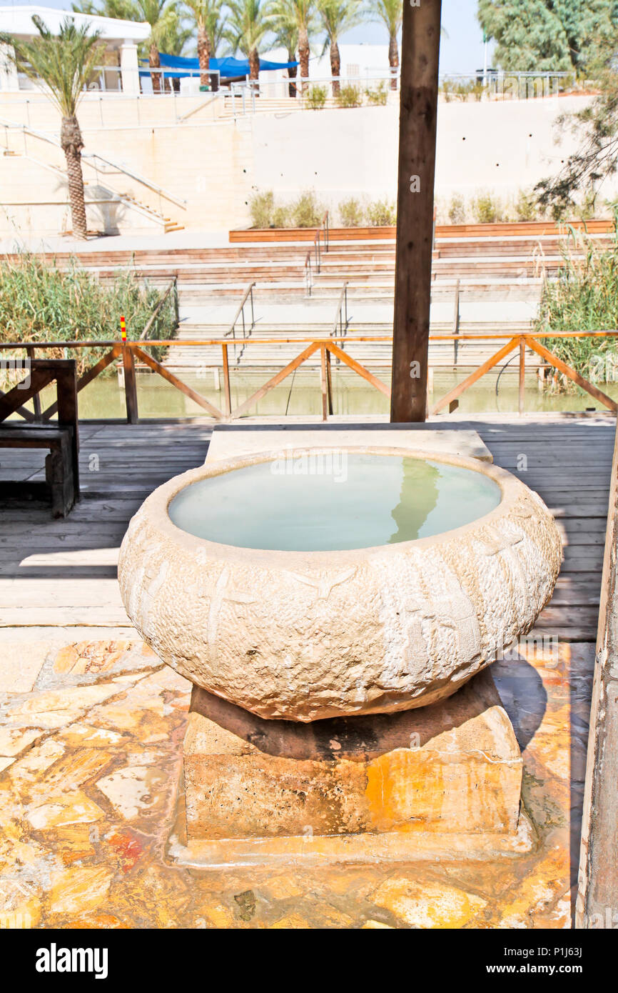 Holy christian place- Blessing the Holy Water, Bethany, Jordan Stock ...