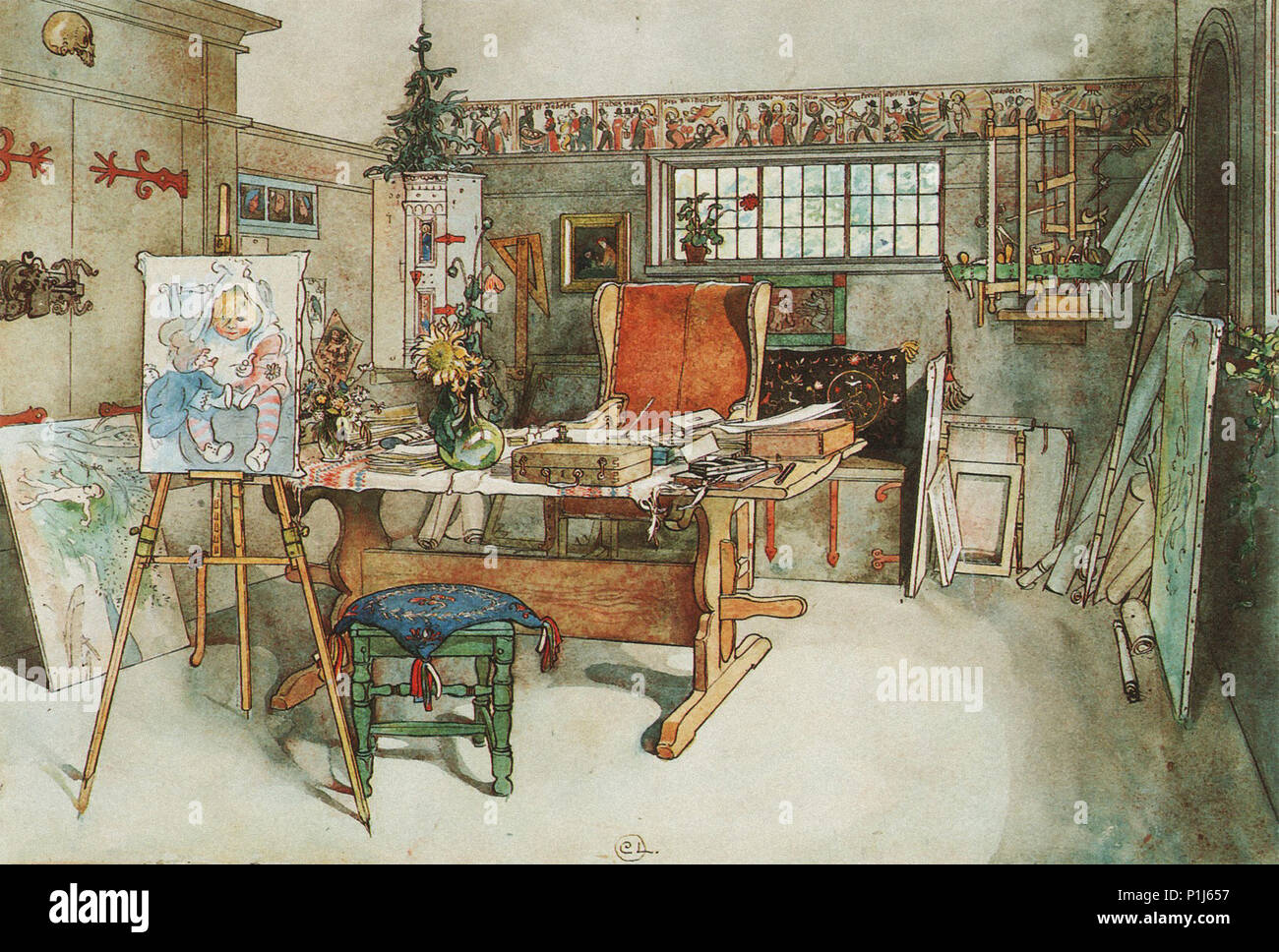 Larsson Carl - at Home - the Studio One Half Stock Photo - Alamy