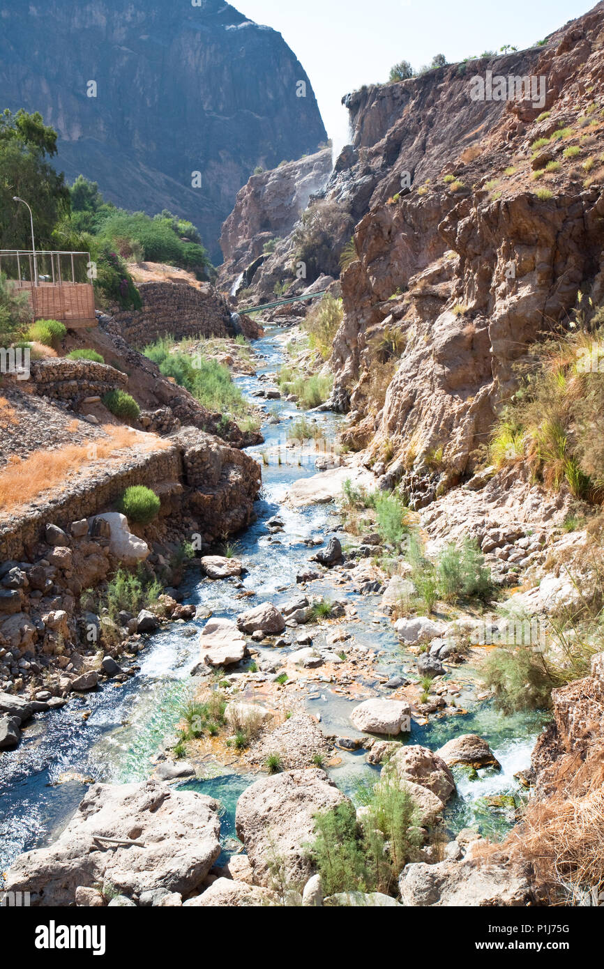 Hammamat Ma'in canyon with natural hot springs.There are about 60 ...