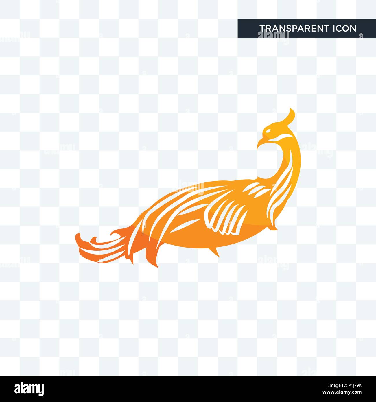 golden peacock vector icon isolated on transparent background, golden ...