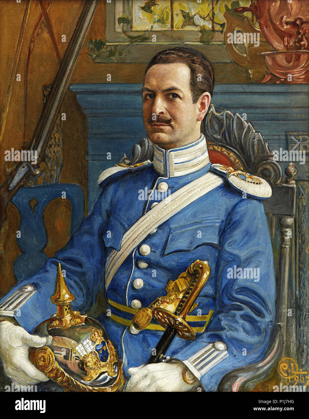 Larsson Carl - Porträtt Av Löjtnant Sven Borg Stock Photo - Alamy