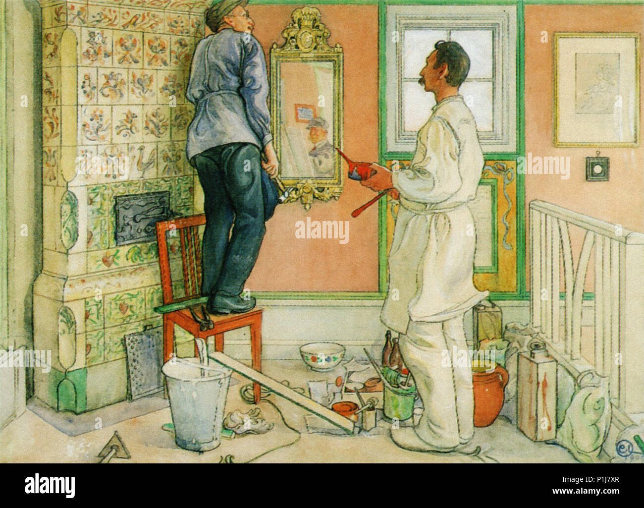 Larsson Carl - the Carpenter and the Painter Stock Photo - Alamy