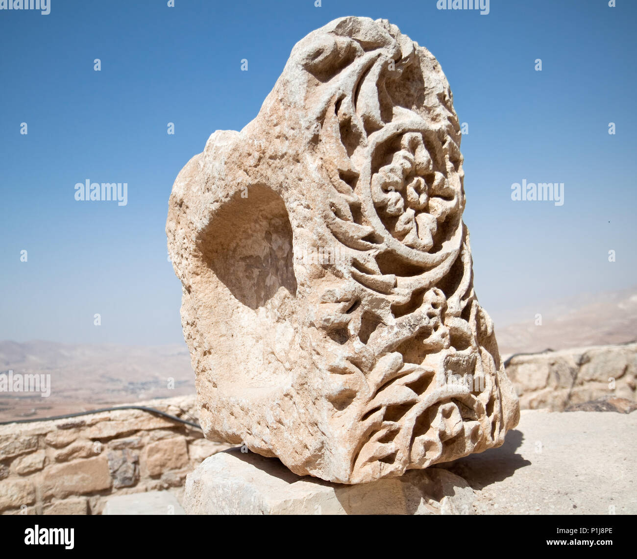 Stonework details in the fortress of Karak ( Kerak), Jordan Stock Photo ...