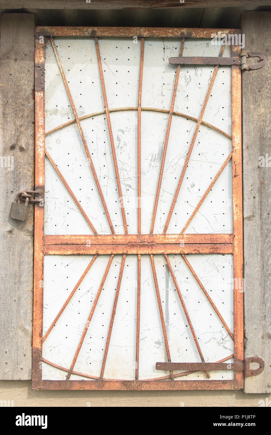 Old metal door with rust. Closed door Stock Photo - Alamy