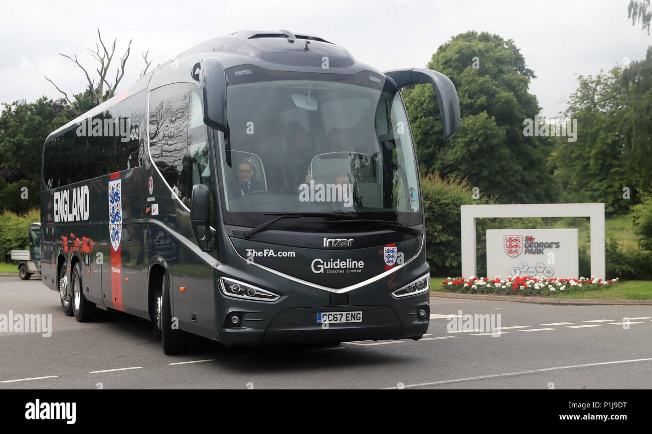 The coach carrying the england team leaves st georges park hi-res stock ...