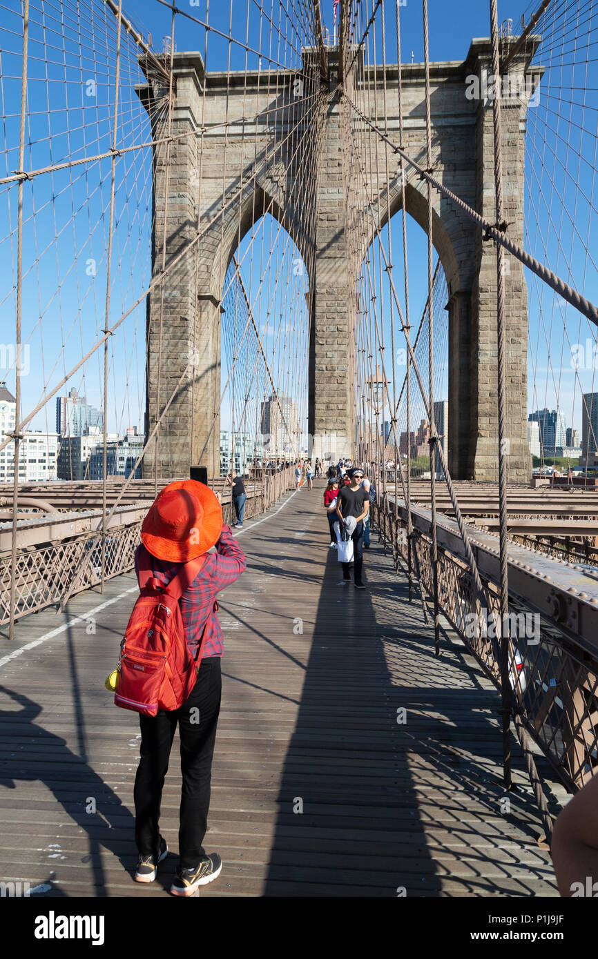Rear view woman bridge city hi-res stock photography and images - Alamy