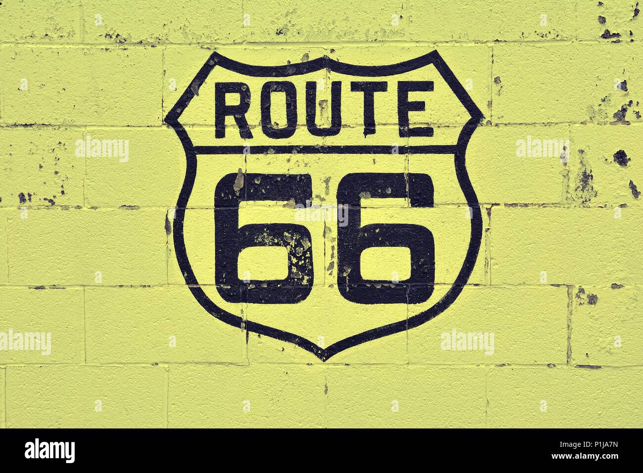 Historic U.S. old Route 66 sign Stock Photo - Alamy