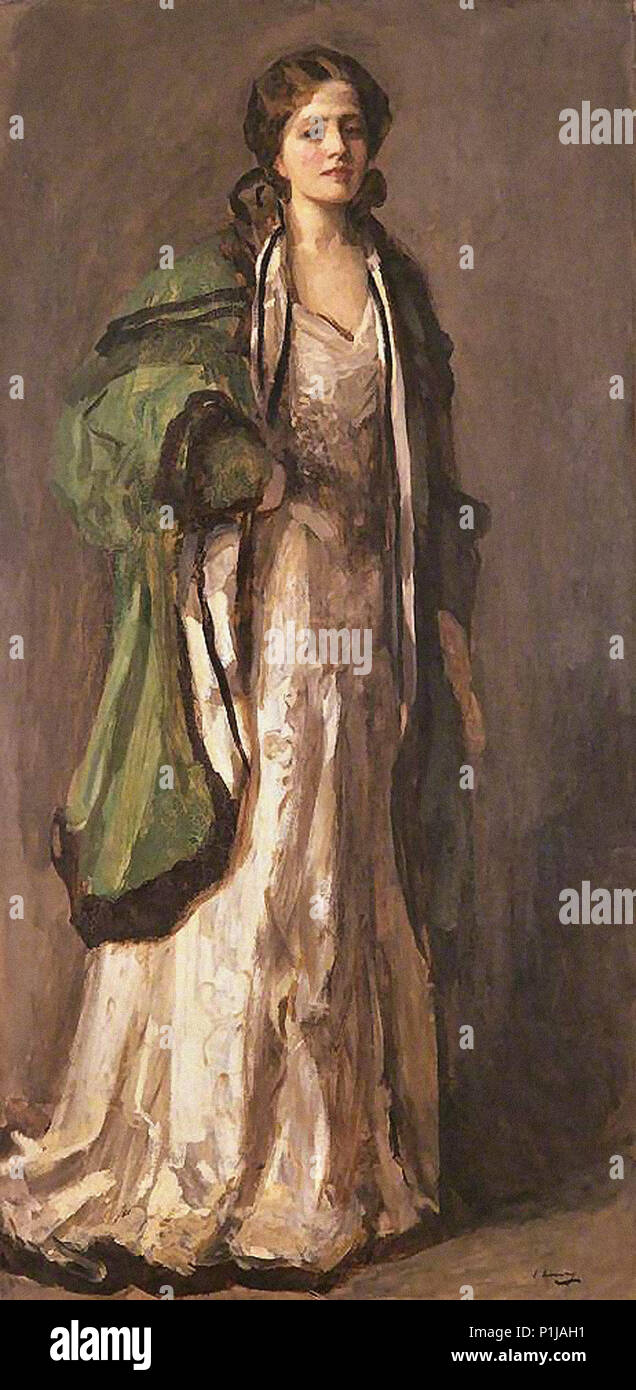 Lavery Sir John - Portrait of a Lady in a Green Coat Stock Photo - Alamy