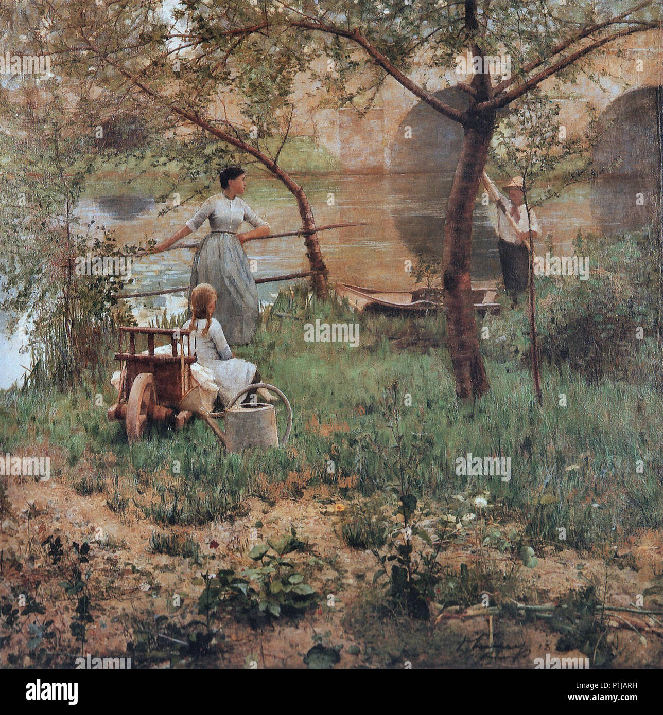 Lavery Sir John - Under the Cherry Tree Stock Photo - Alamy