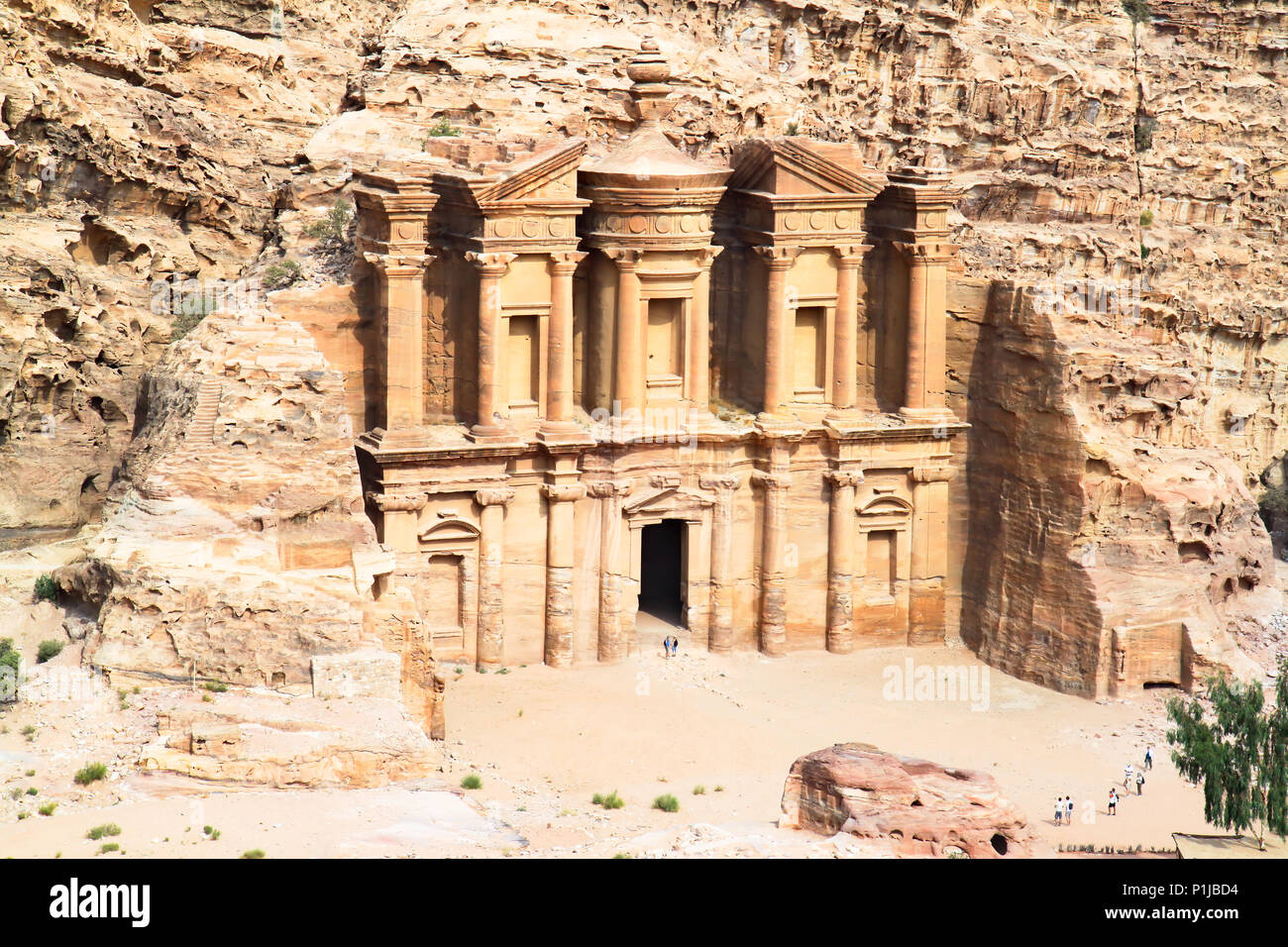 Monastery remains of the larges monument in Petra. Made by digging a ...