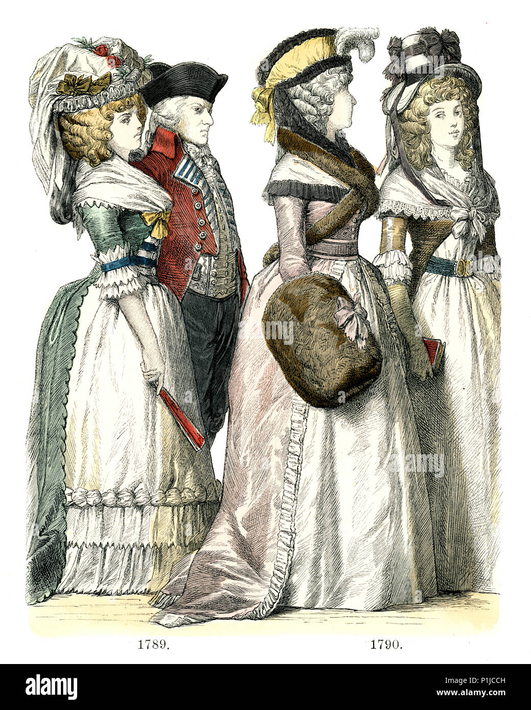 Vintage engraving of History of Fashion, Costumes of Germany 18th ...