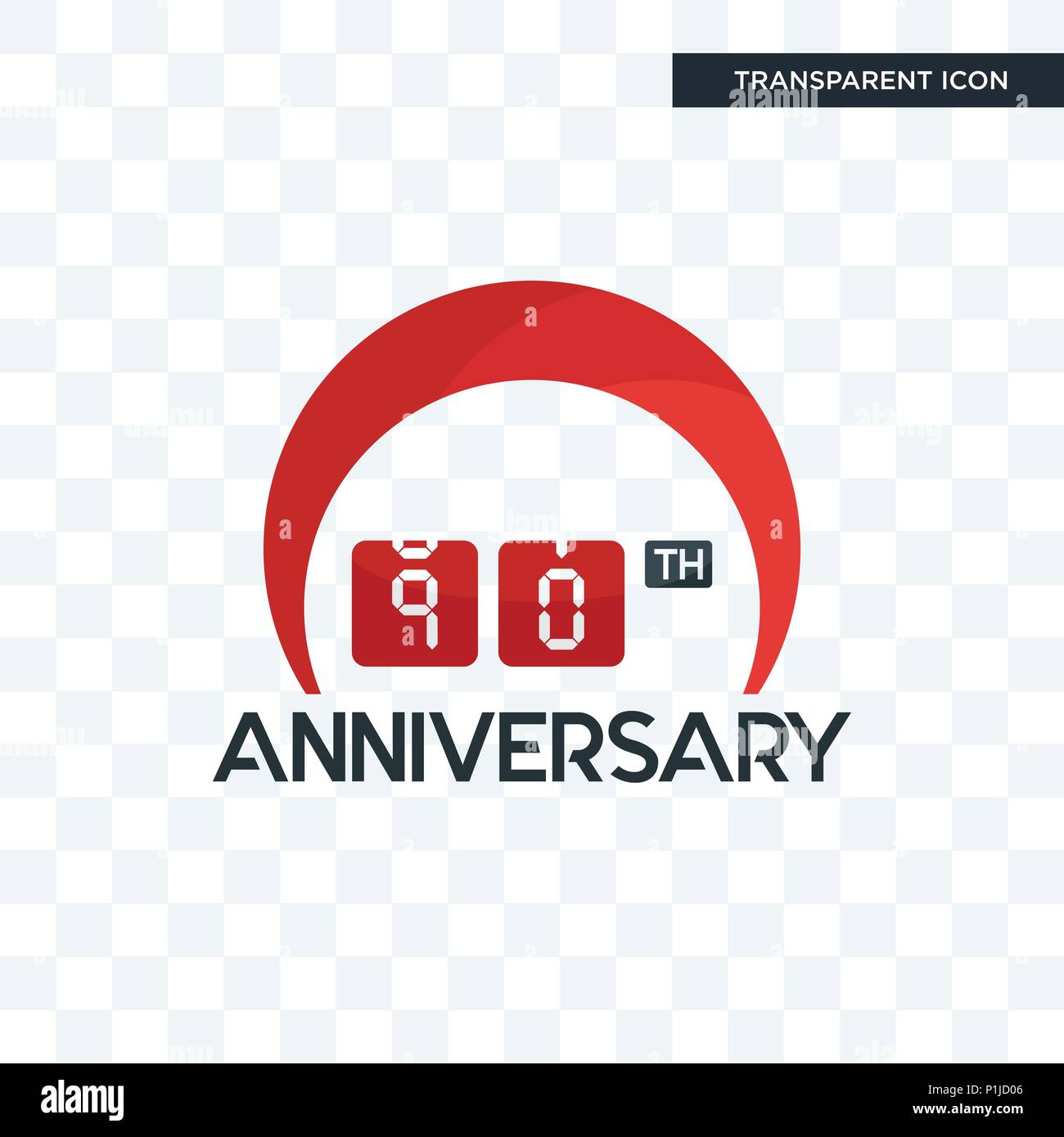 90th anniversary vector icon isolated on transparent background, 90th ...