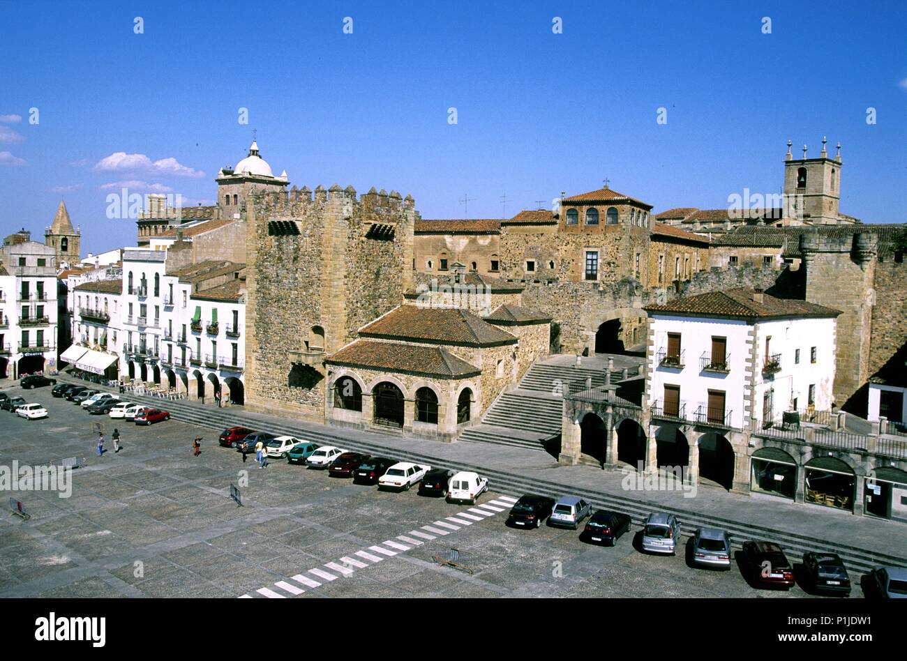 Plaza Mayor / main square, and old city / walls Stock Photo - Alamy