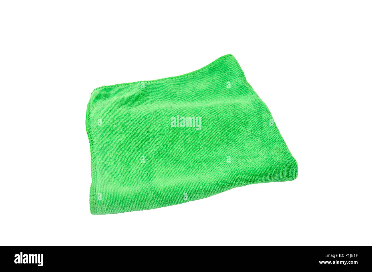 Green Microfiber cloth on the white background Stock Photo - Alamy