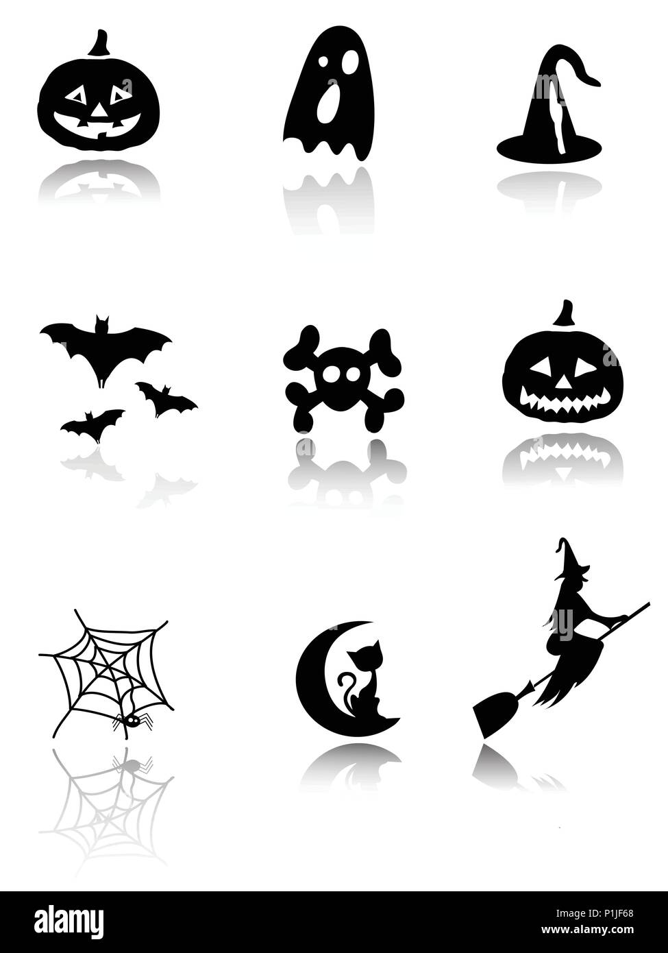 Ghost icons vector illustration Black and White Stock Photos & Images ...