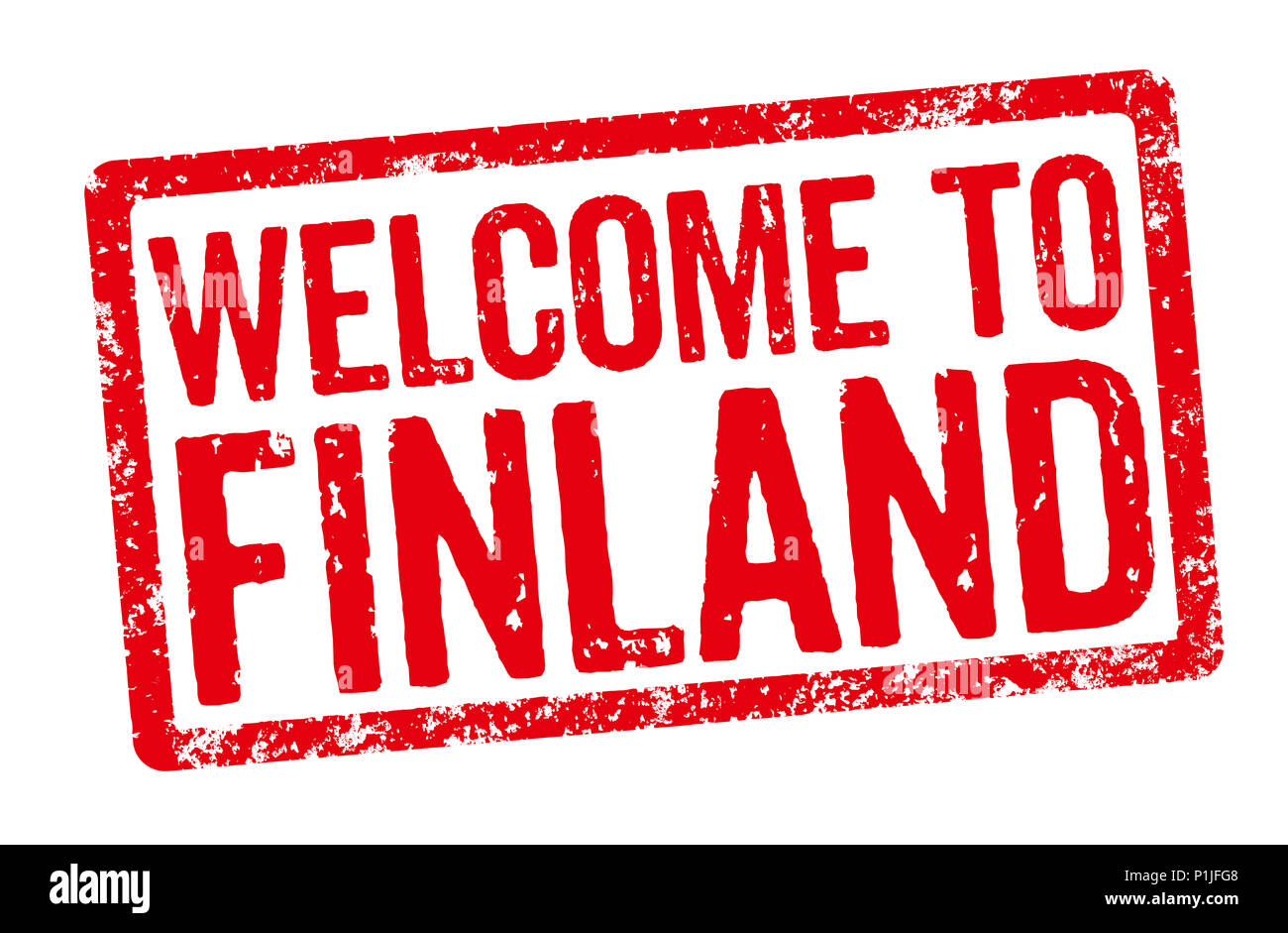 Red stamp on a white background - Welcome to Finland Stock Photo - Alamy