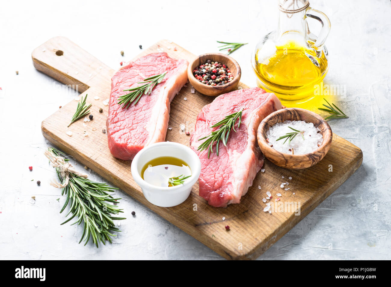 Raw beef striploin steak. Fresh meat ready to cooking Stock Photo - Alamy
