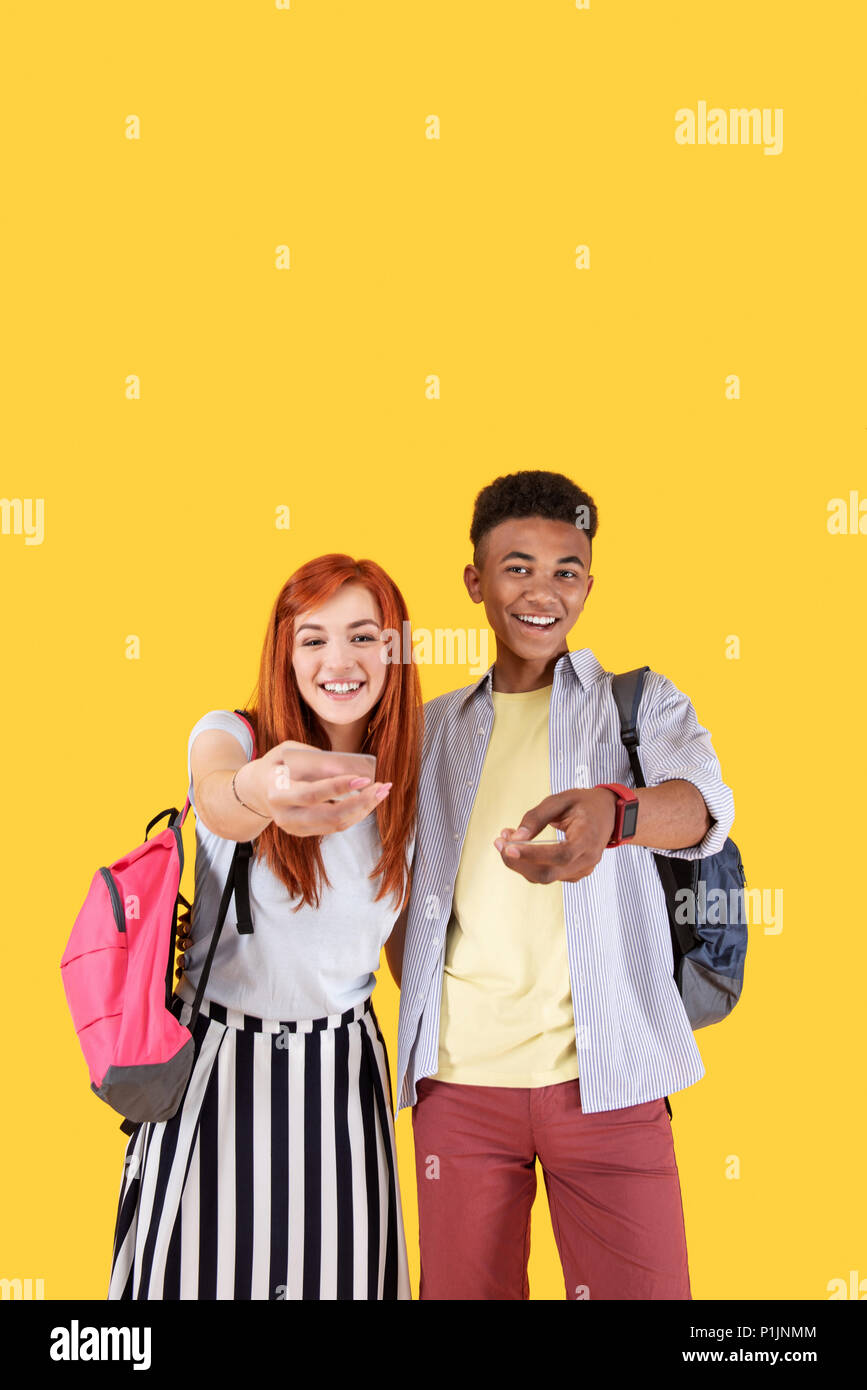 Nice delighted people pointing at you Stock Photo - Alamy