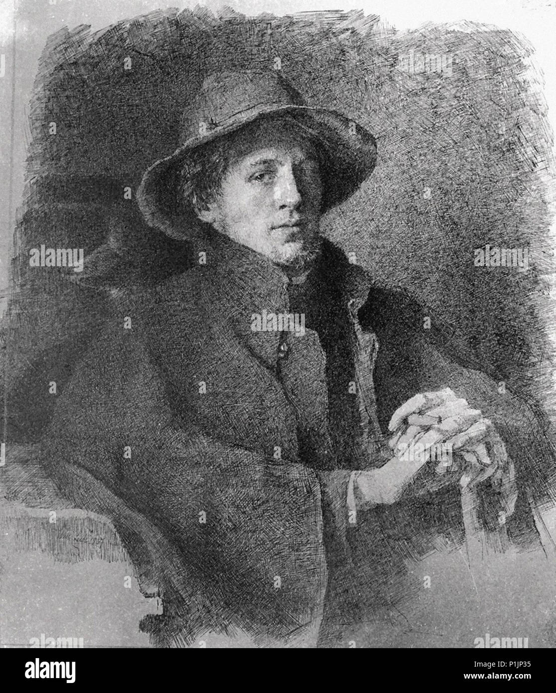 Leibl Wilhelm - Portrait of a Man Stock Photo - Alamy