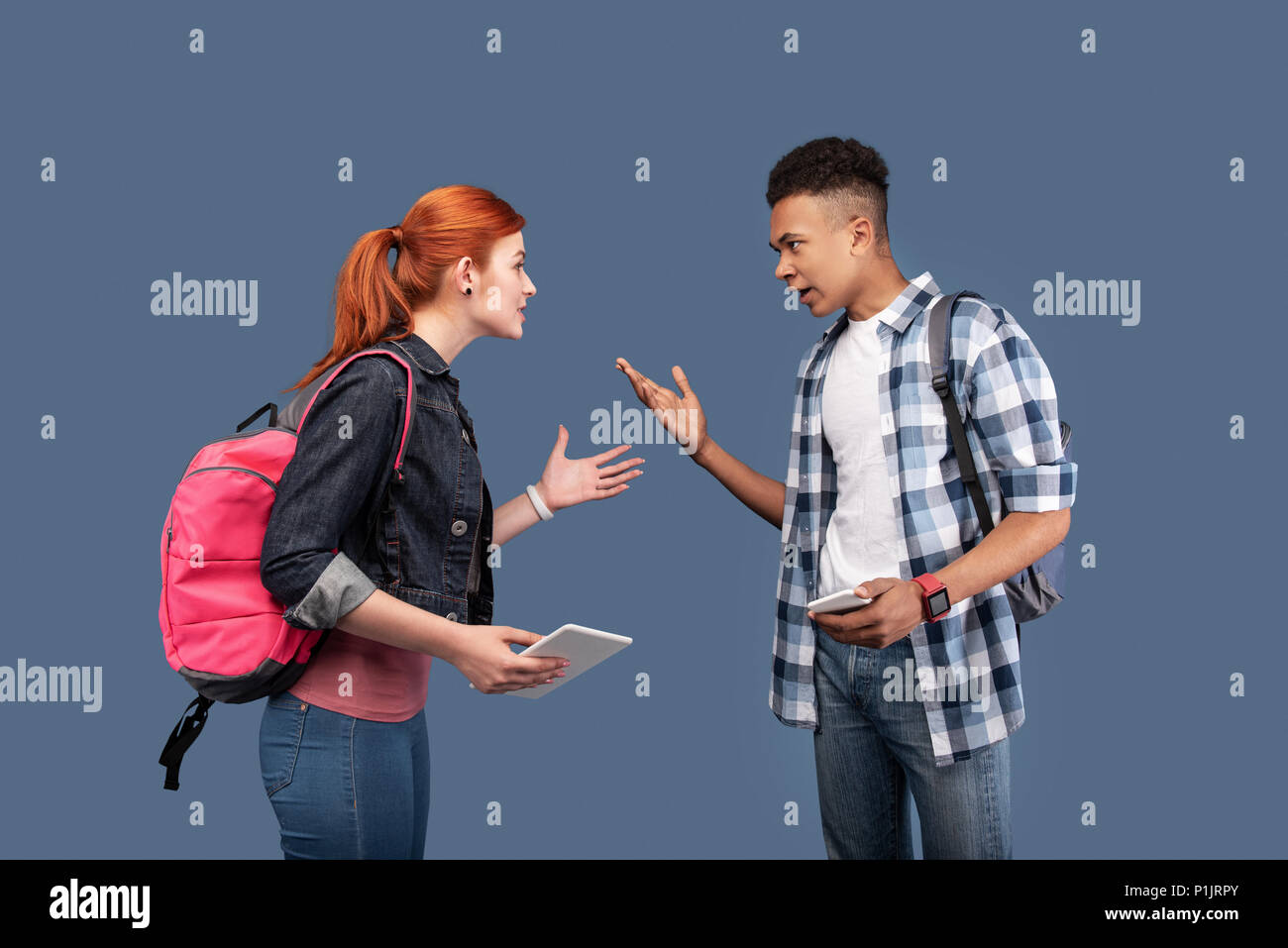 Nice young people arguing Stock Photo - Alamy